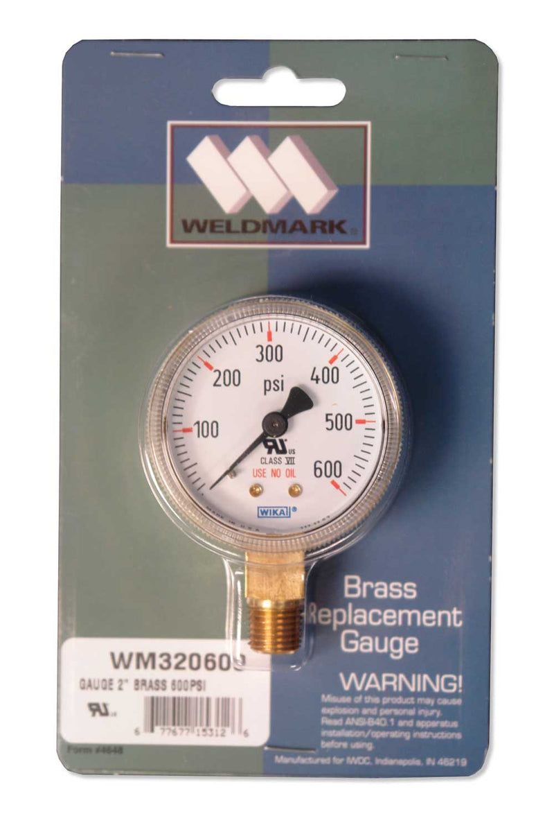 320600 Weldmark Gauge 2in x 600 LB Brass – Regulator Supply